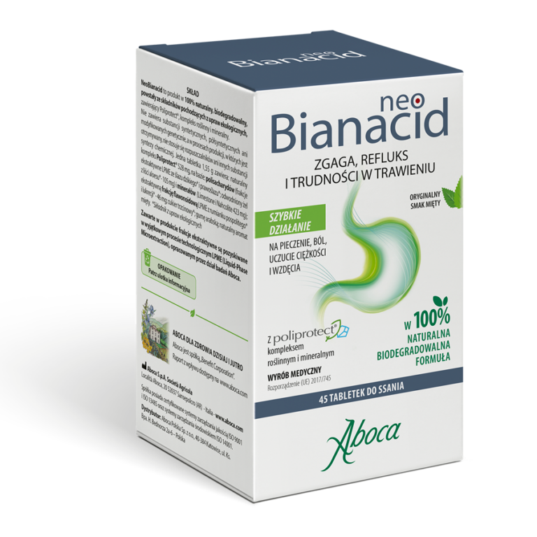 NeoBianacid 45 tabletek | Smak mięty - Aboca